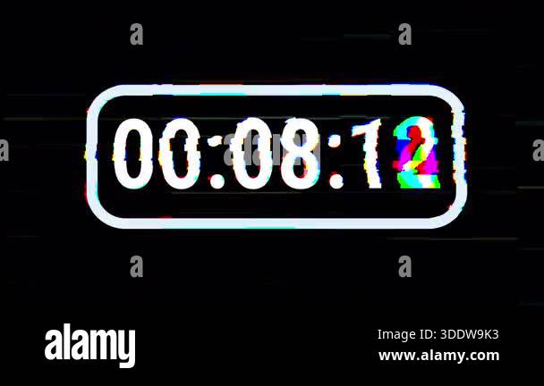 Digital 10 second countdown timer animation with RGB glitch distortion ...