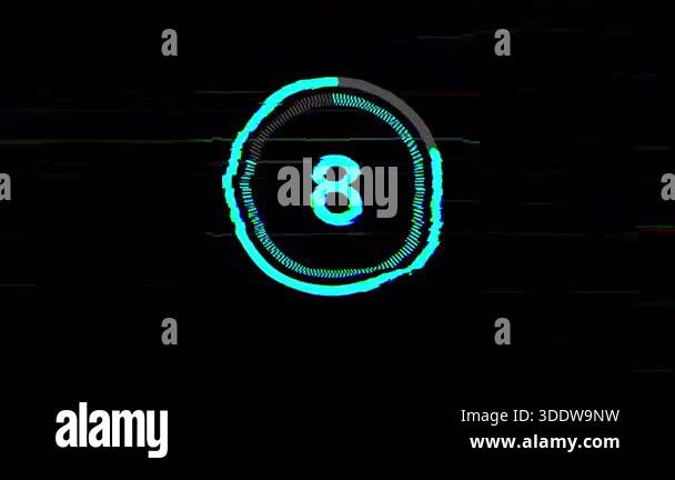 Blue neon digital 10 second countdown animation with circular timer ...