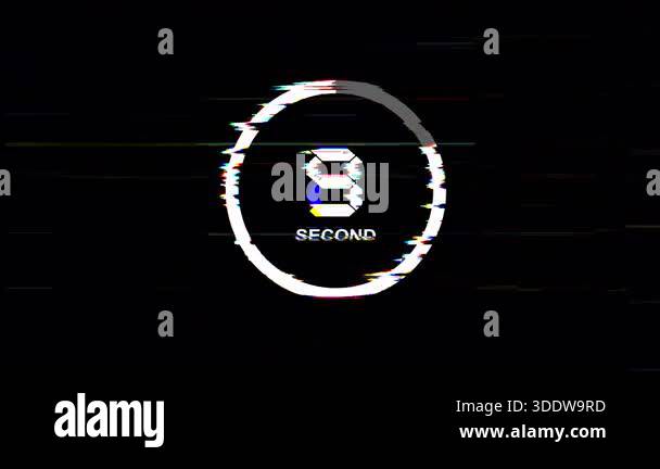 Digital 10 second countdown animation with glitch distortion and ...
