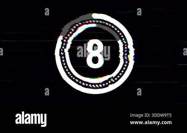 Stylized circular 10 second countdown animation with RGB glitch, neon ...