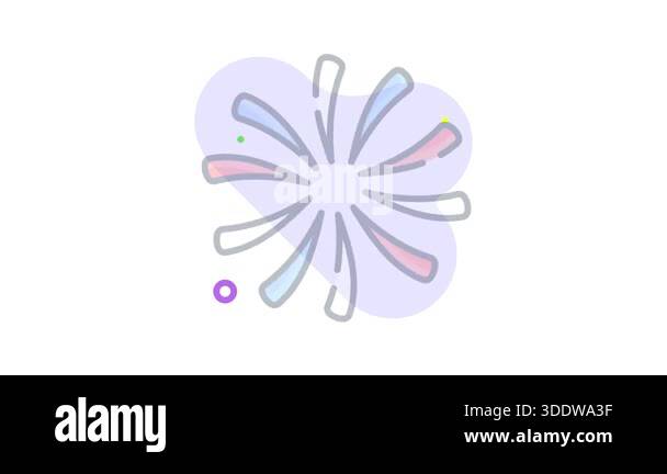 Bright flat outline fireworks animated icon, ready for premium use ...