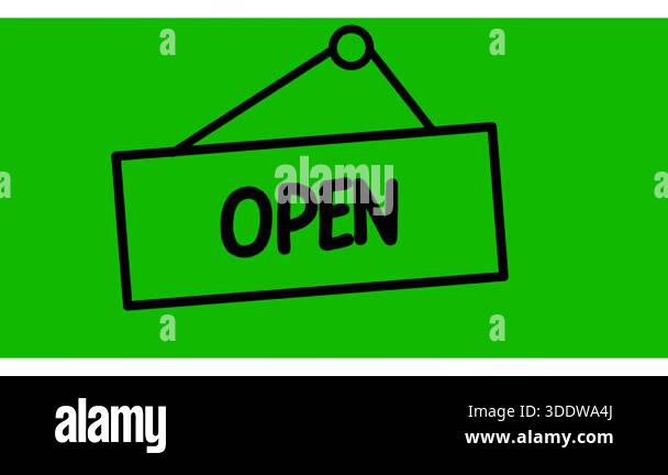 signboard open store animation on a green screen background. open store ...