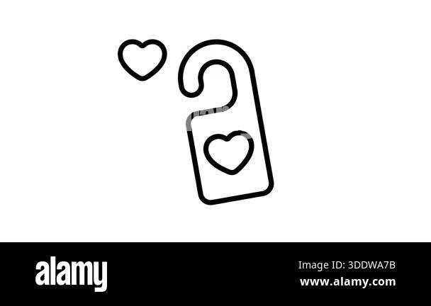 animated icon of wedding hanger, heart symbol on door hanger, door ...