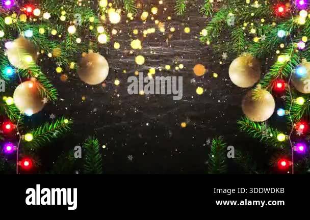 Seasonal festive holiday frame background. golden shiny soft focus ...