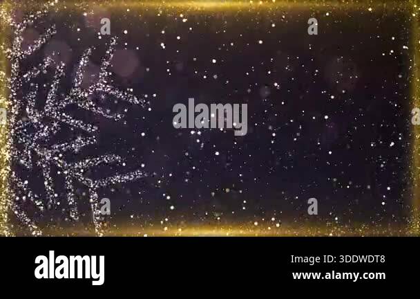 gold particles frame abstract background with snowflake animated at the ...