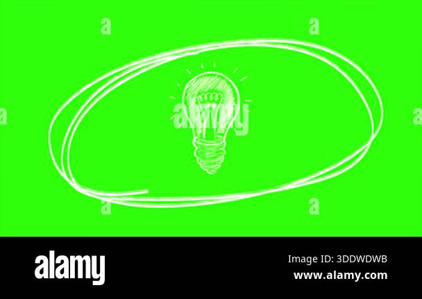 lightbulb doodle animation on green screen, use chroma key effect to ...