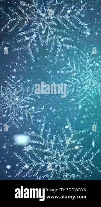 Vertical rendered animation of elegant snowflakes against a winter ...