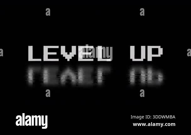 Level Up Glitch Text Animation. Getting a New Level. Level Up. Earned a ...
