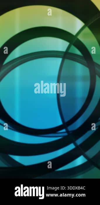 Teal Overlapping Rings Circle Around Glossy Gradient Stage, Smooth ...