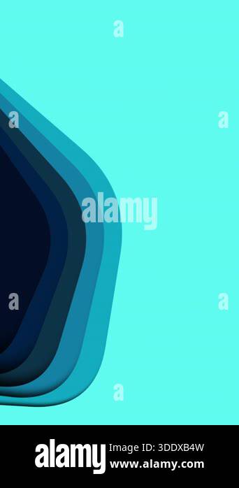 Turquoise Curved Wave Layers Flowing Across Cyan Canvas, Smooth Liquid ...