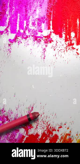 Vibrant Pink And Red Paint Splatter With Crayon At Corner, Energetic ...