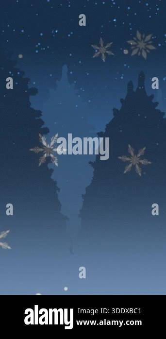 Dark Pine Forest Silhouette Under Starry Navy Sky With Drifting ...