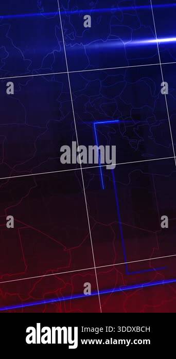 Blue Red Radar Grid With Map Overlays And Scanning Lines, Pulsing ...