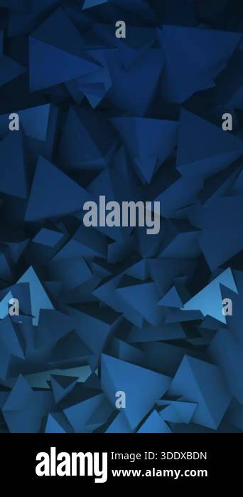 Blue Triangular Fragments Cascade In Deep Navy Space, Crystalline ...