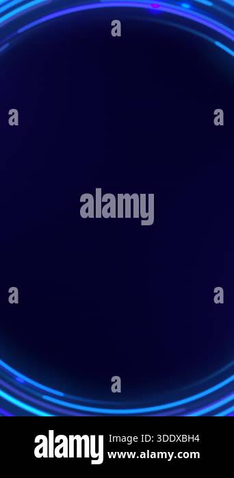 Neon Ring Portal Against Dark Circular Field, Concentric Light Bands ...