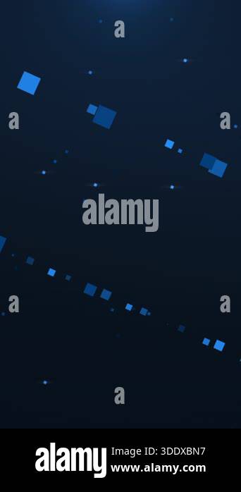 Dark Background With Flowing Blue Square Particles Drifting In Space ...