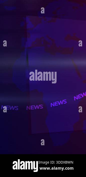 Purple News Backdrop With World Map And Scrolling Ticker Anchor ...