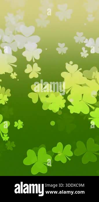 Glowing Clovers Falling Over Gradient Field, Bright Yellow To Deep ...