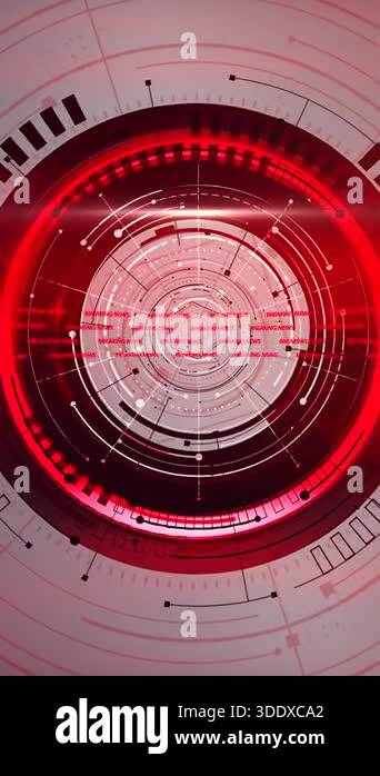 Red Alert Hud With Concentric Radar Rings And Target Graphics, Urgent ...