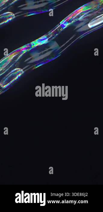 Transparent multicolored liquid moving wave with bubble, iridescent ...