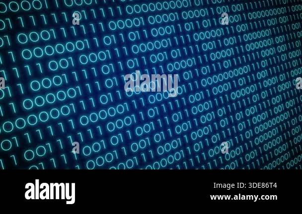 Glowing Blue Binary Code Flow for Digital Data and Cyber Technology ...