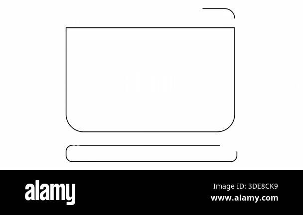 A line drawing of a computer screen displaying a power icon Stock Video ...