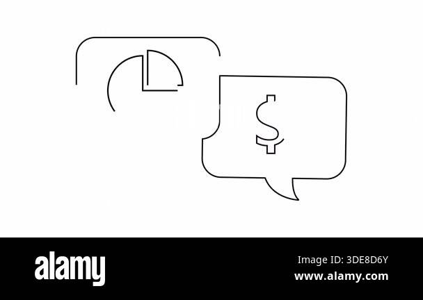 Two speech bubbles One contains a pie chart the other a dollar sign ...