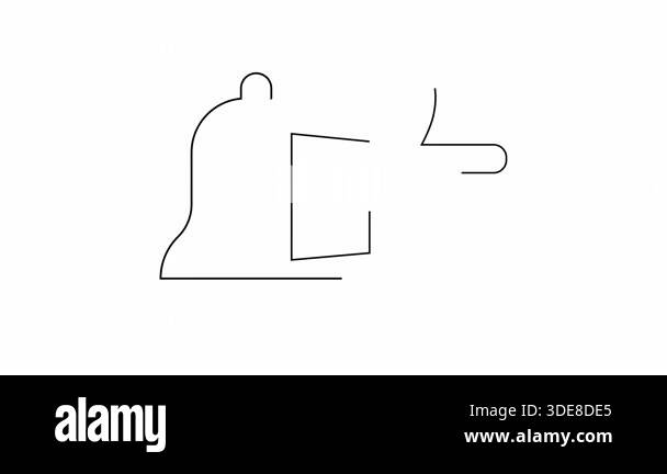 A black outline illustration of a bell and a thumbs up symbol Stock ...