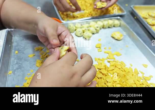 Making cornflake cookies look delicious and appetizing Stock Video ...