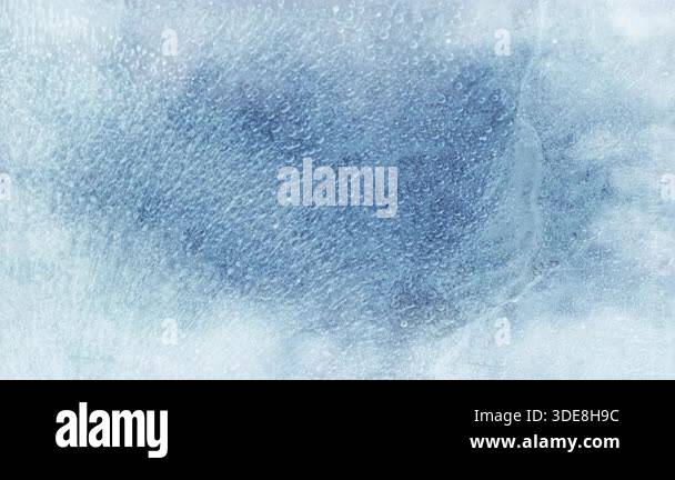 Super Slow Motion Shot of Freezing Ice Texture and Gently Flowing Cold ...