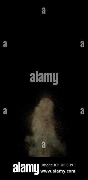 Super Slow Motion Shot of Exploding Soil,Rocks and Dust Isolated on ...