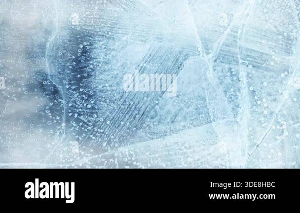 Super Slow Motion Shot of Ice Background and Gently Flowing Cold Smoke ...