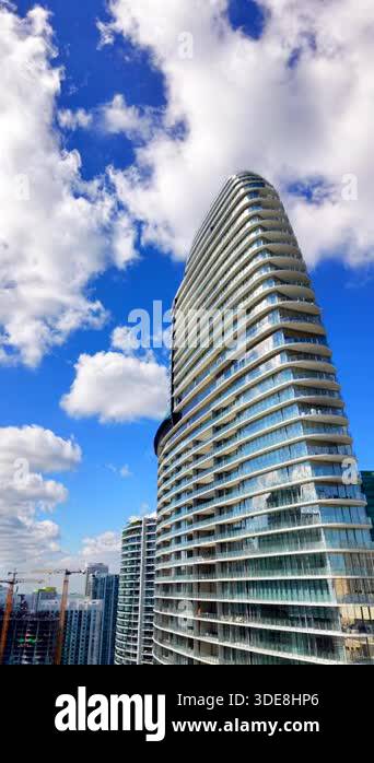 Miami, FL, USA - December 8, 2025: Stunning aerial video Aston Martin ...