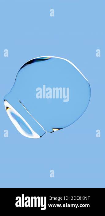 Realistic water bubble on blue backdrop with distortion wave effect ...