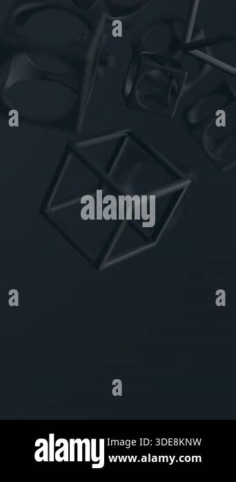 Abstract 3d black geometric shapes rotating animation loop. Modern ...