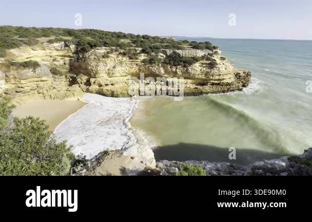 Sunset over the beautiful beach, Praia das Fontainhas, Algarve ...