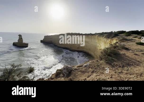 Praia da Morena beach near Lagos town, Algarve, Portugal. beach with ...