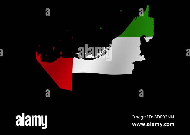 Looping animation of the UAE flag as a map with a transparent ...