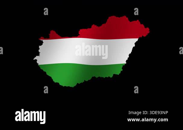 Looping animation of the Hungarian flag as a map with a transparent ...
