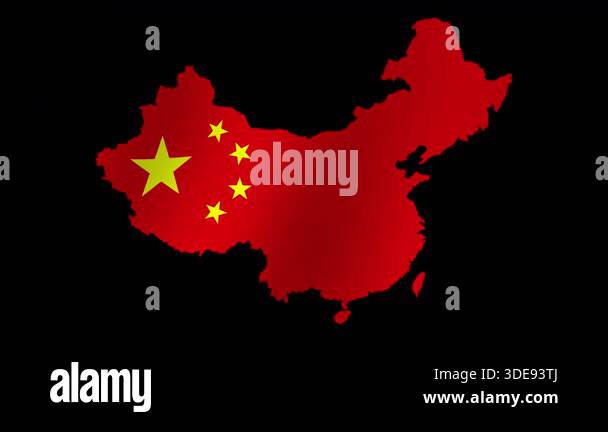 Looping animation of the Chinese flag as a map with a transparent ...