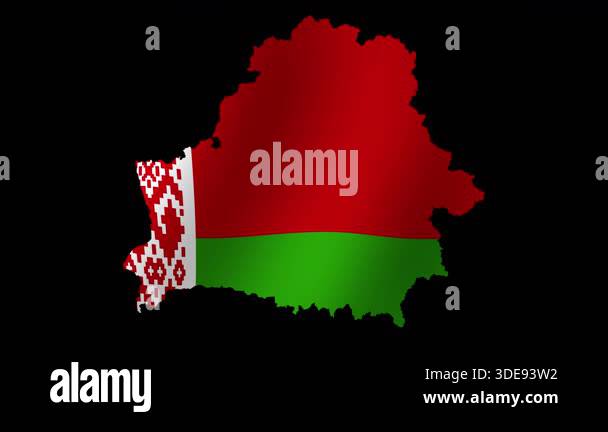 Looping animation of the Belarusian flag as a map with a transparent ...