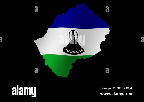 Looping animation of the Lesotho flag as a map with a transparent ...