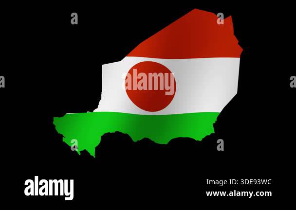 Looping animation of the Niger flag as a map with a transparent ...