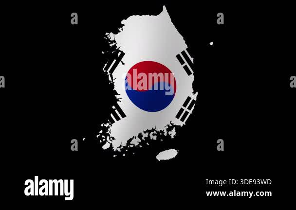 Looping animation of the Korean flag as a map with a transparent ...