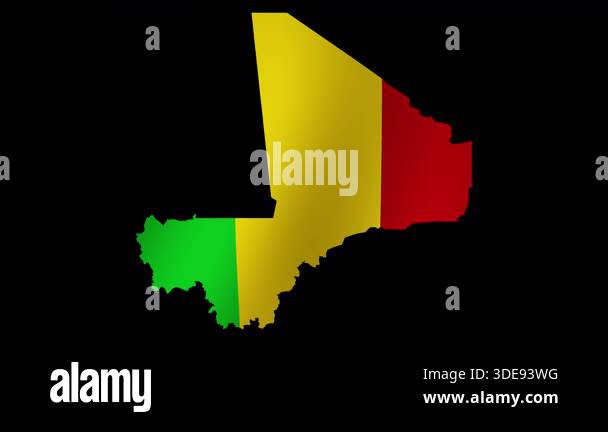 Looping animation of the Mali flag as a map with a transparent ...