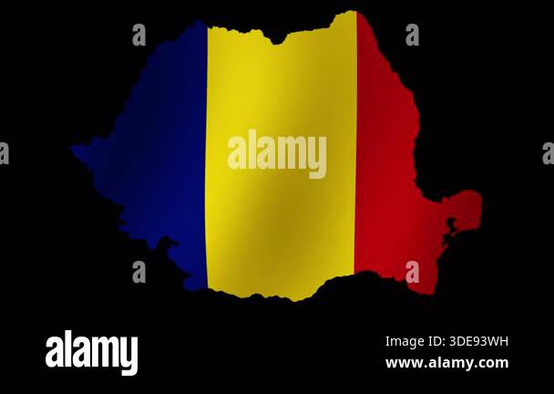 Looping animation of the Romanian flag as a map with a transparent ...