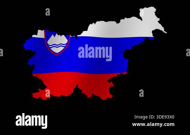 Looping animation of the Slovenian flag as a map with a transparent ...