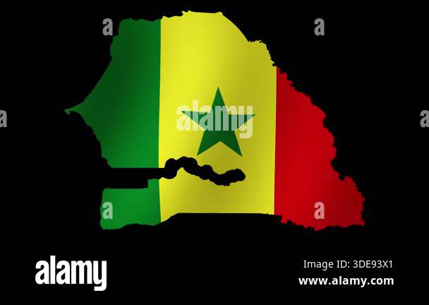 Looping animation of the Senegal flag as a map with a transparent ...
