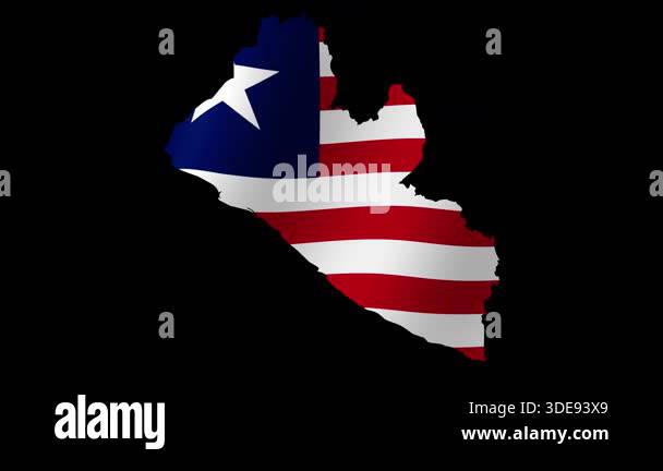 Looping animation of the Liberia flag as a map with a transparent ...