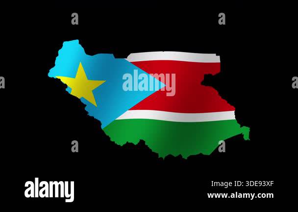 Looping animation of the South Sudan flag as a map with a transparent ...